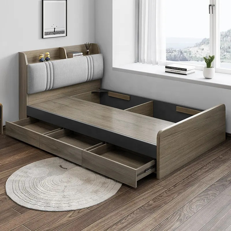 Giường Ngủ Gỗ MDF Melamine Kết Hợp Đầu Nệm Cao Cấp -GN04